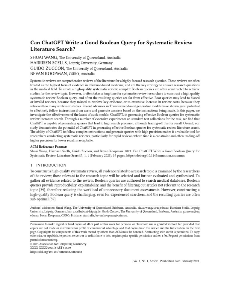 Can ChatGPTWrite a Good Boolean | PDF | Information Retrieval | Systematic Review