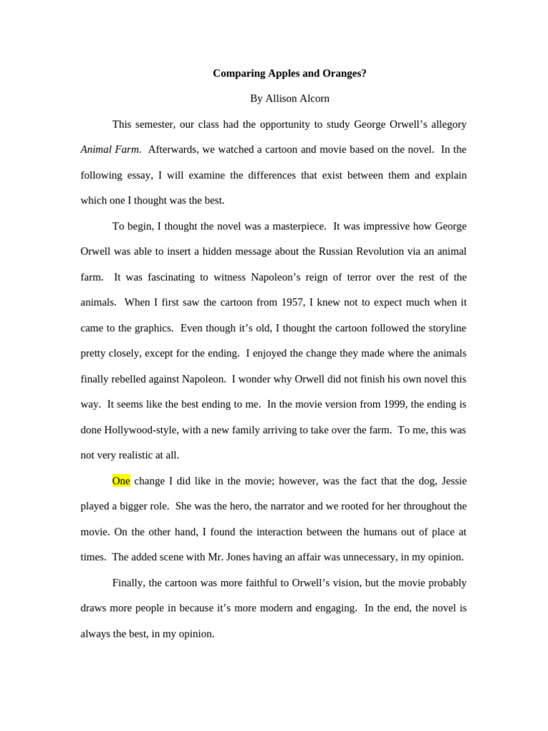 comparative essay example | PDF