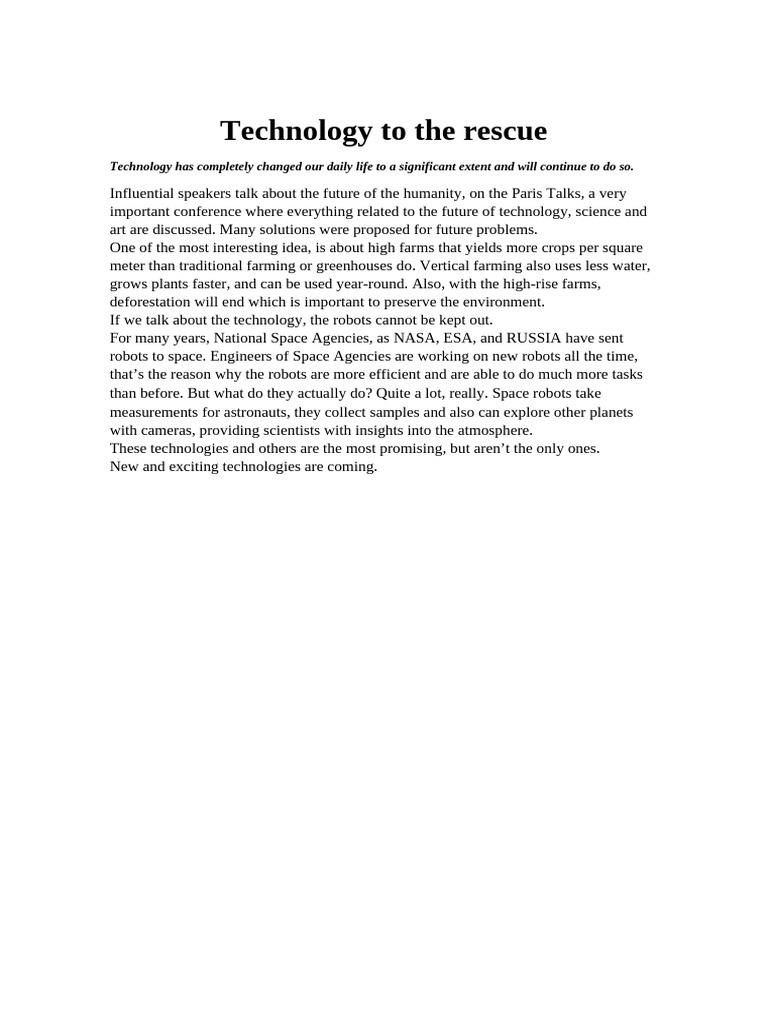 Technology To The Rescue | PDF
