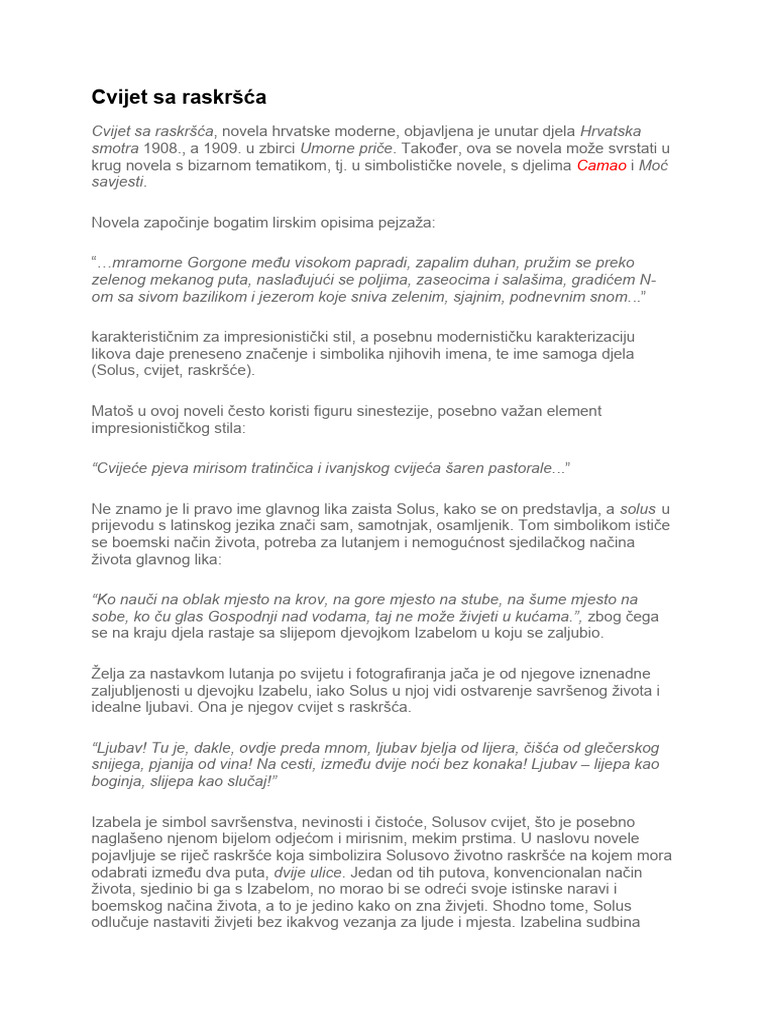 Cvijet Sa Raskra I Camao PDF Free | PDF