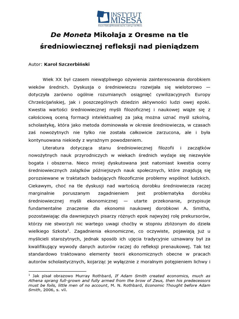 De monea Mikołaja z Oresme- Szczerbiński | PDF