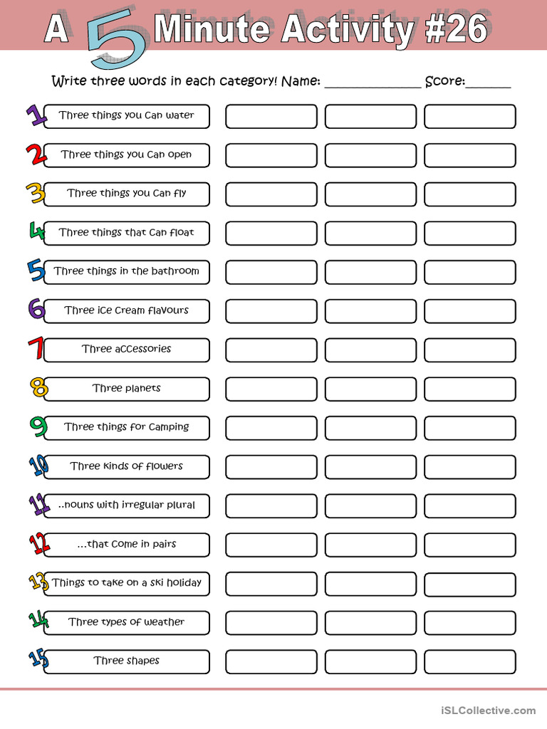 A 5 Minute Activity #26 | PDF