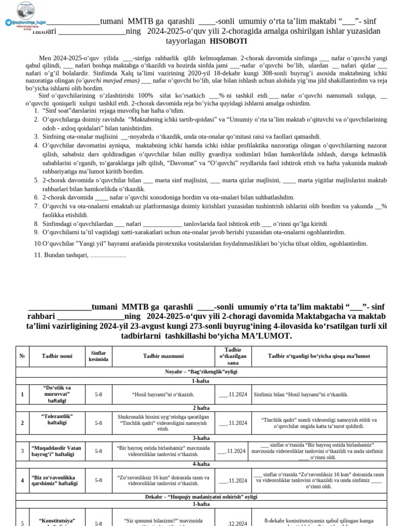 @uqituvchiga - Hujjat 5-8-Sinflar | PDF