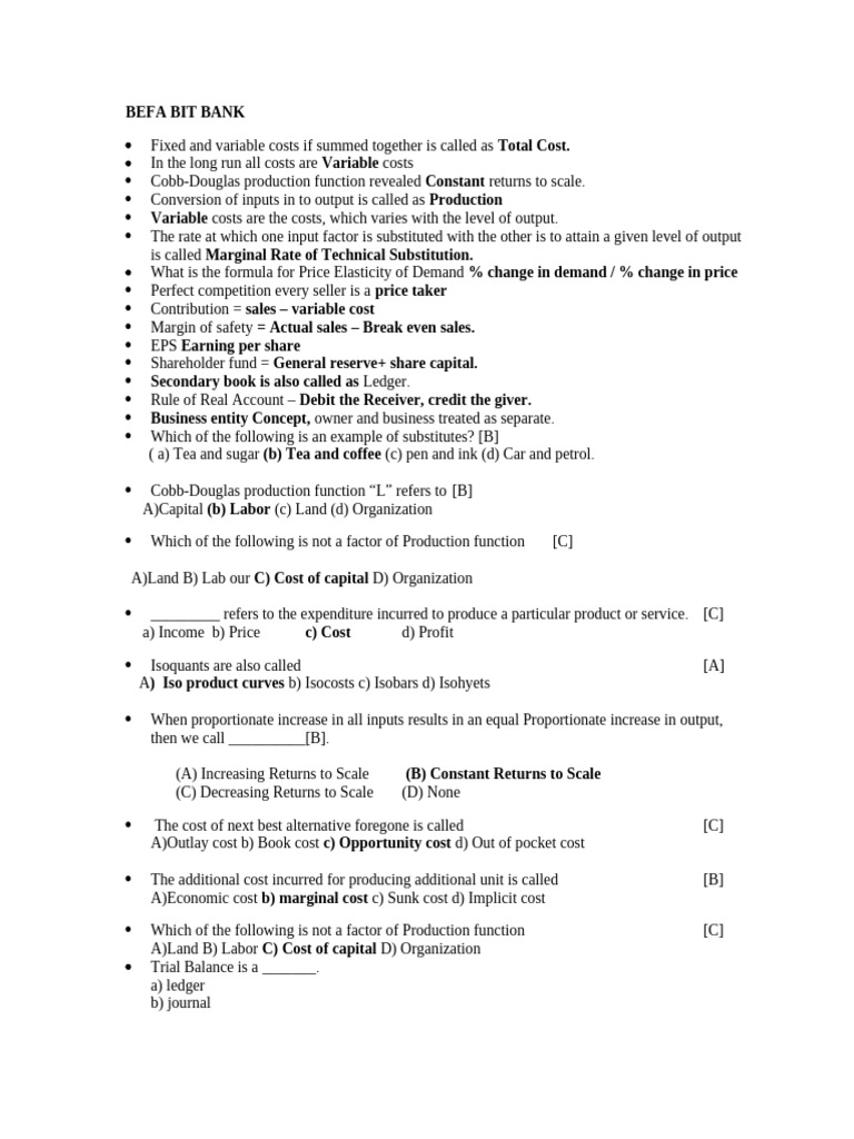 BEFA BIT BANK II MID | PDF | Debits And Credits | Production Function