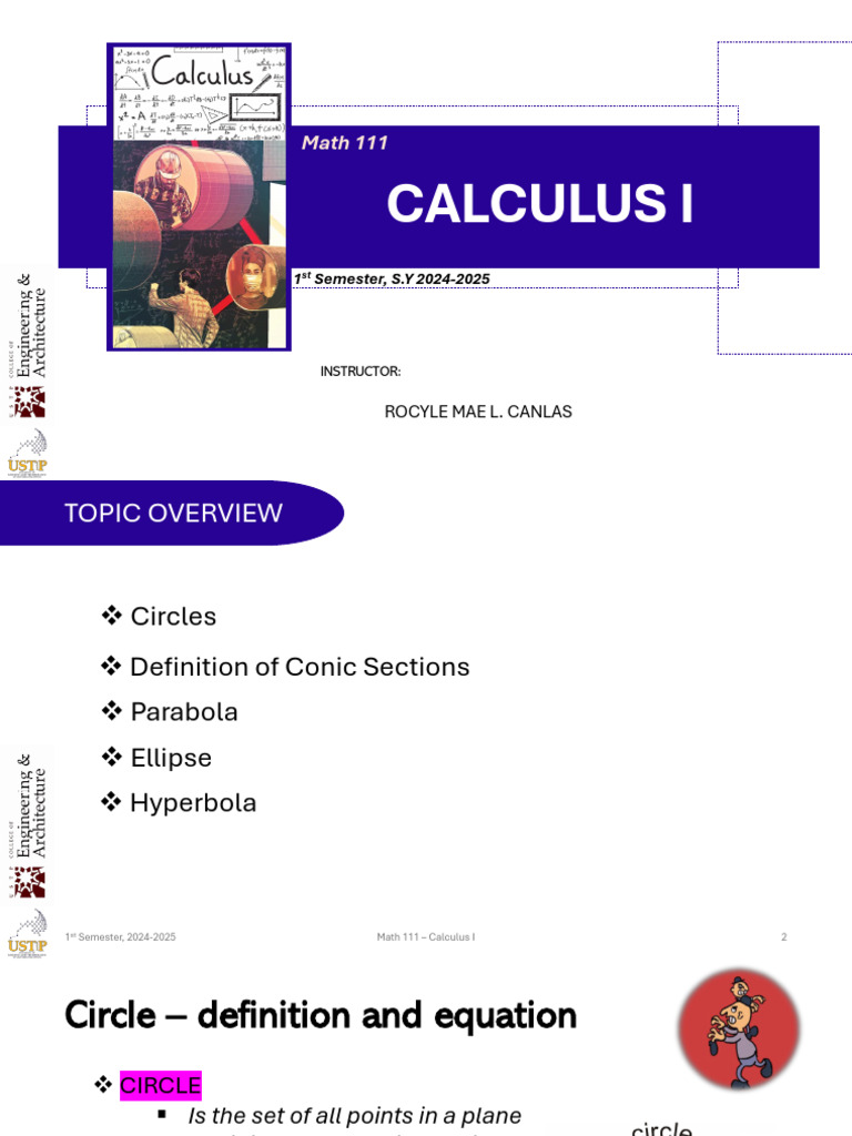 Calculus 1 Lecture 1 - Circles and Conic Sections | PDF | Algebraic Geometry | Elementary Geometry