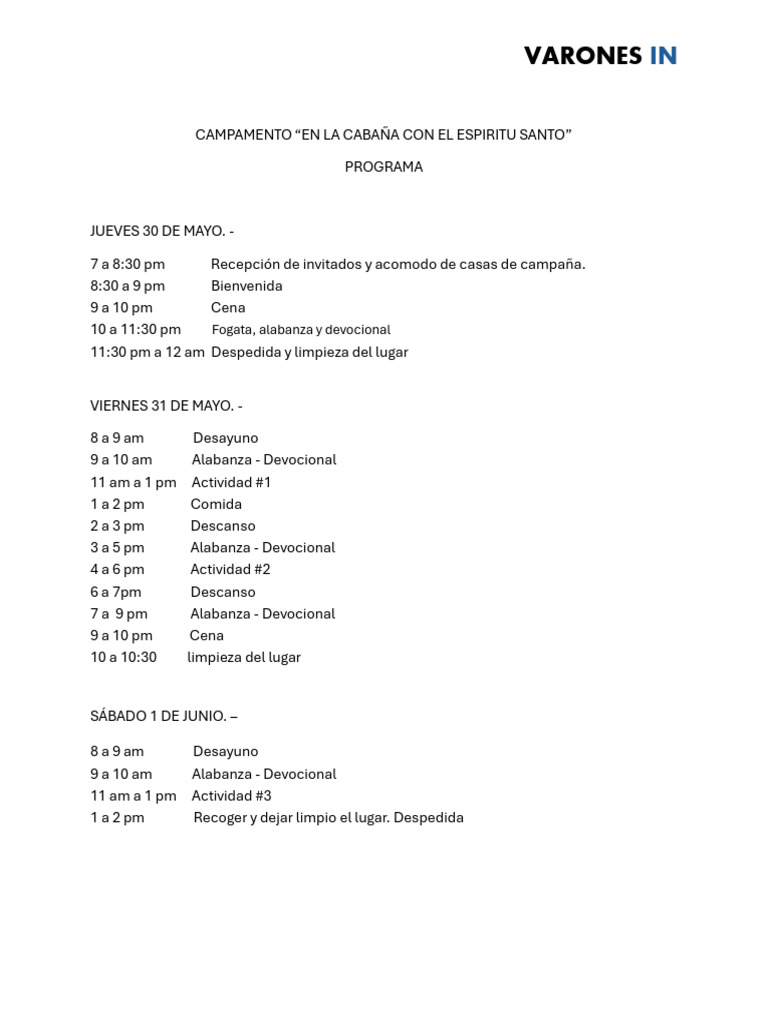 Programa Campamento Publico | PDF