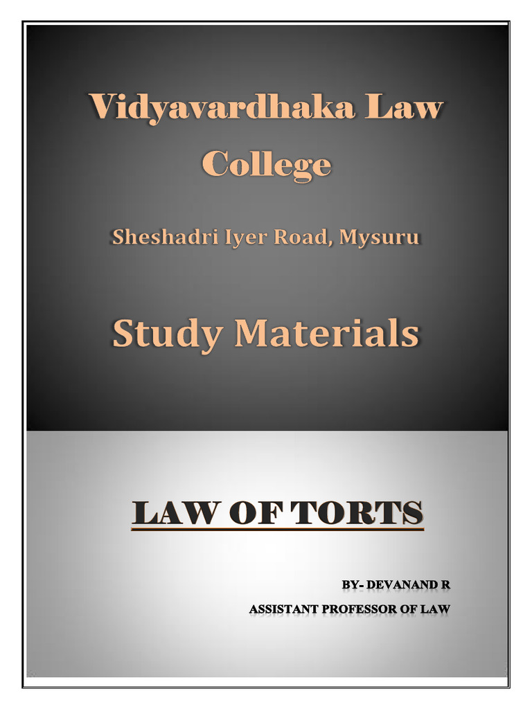 Law of Torts - Unit 2 English | PDF | Tort | Legal Liability