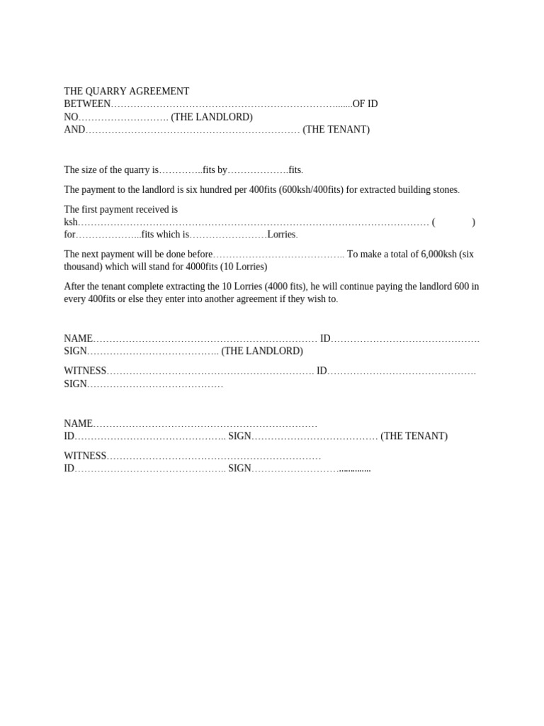Quarry Rental Agreement Template | PDF
