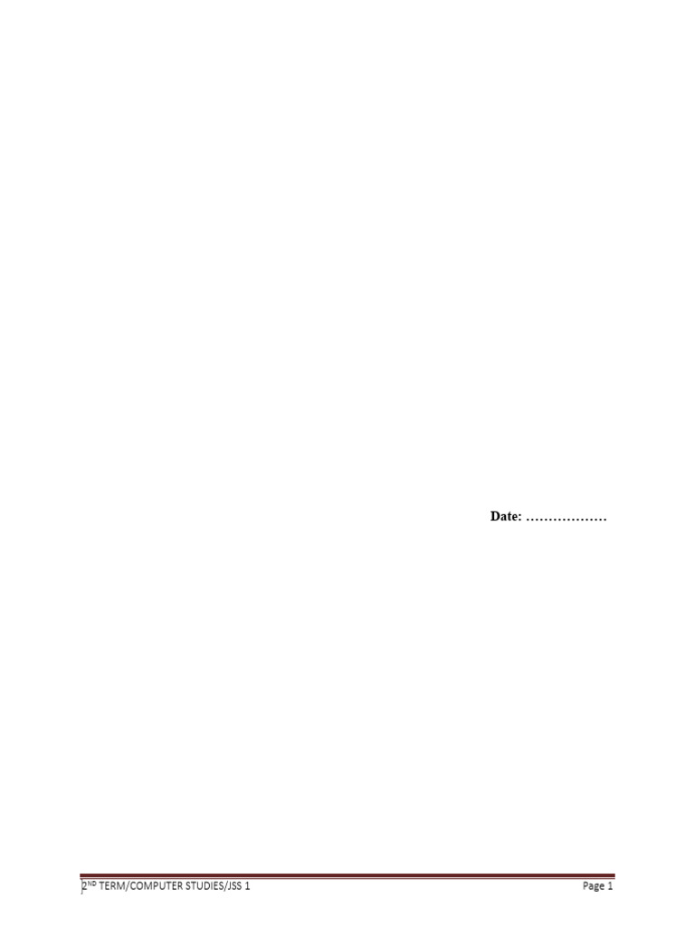 Second Term JSS1 Computer Studies 1 | PDF | Computer Monitor | Display ...