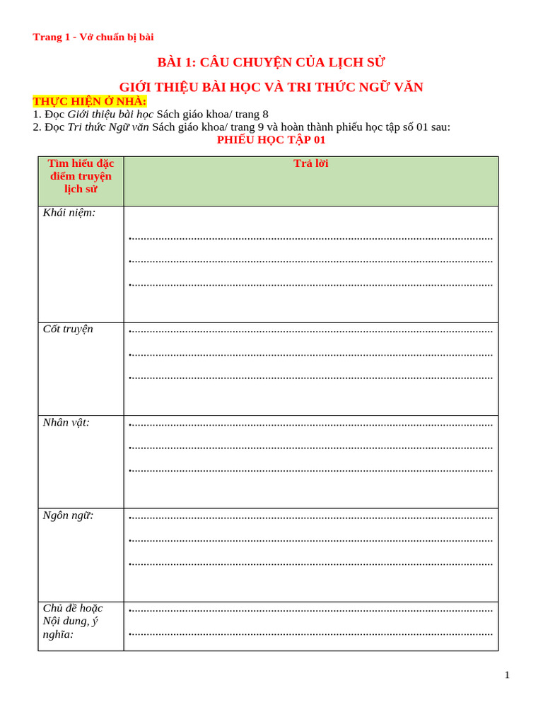 Bài 1 .Vo Chuan Bi Bai - KNTT 8 | PDF