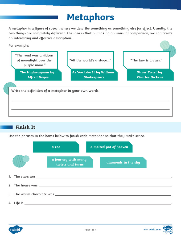 T e 1676538488 Secondary English Cheat Sheet Metaphors Ver 2 | PDF ...