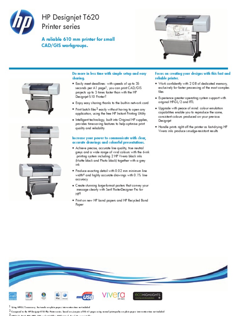 HP t620 Specs | PDF | Printer (Computing) | Hewlett Packard