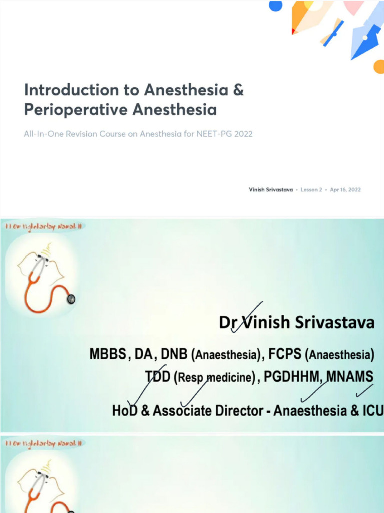 Introduction To Anesthesia Perioperative Anesthesia With Anno | PDF