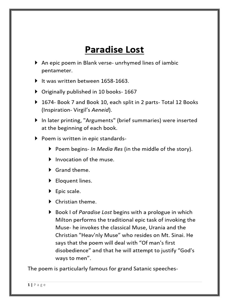 PARADISE LOST | PDF | Adam | Paradise Lost