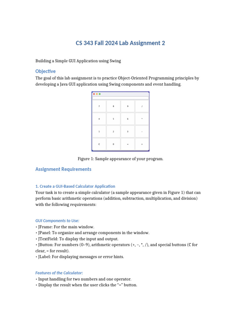 OOP_Lab_Assignment_Swing_Calculator | PDF | Multiplication | Computer ... OOP_Lab_Assignment_Swing_Calculator | PDF | Multiplication | Computer ...