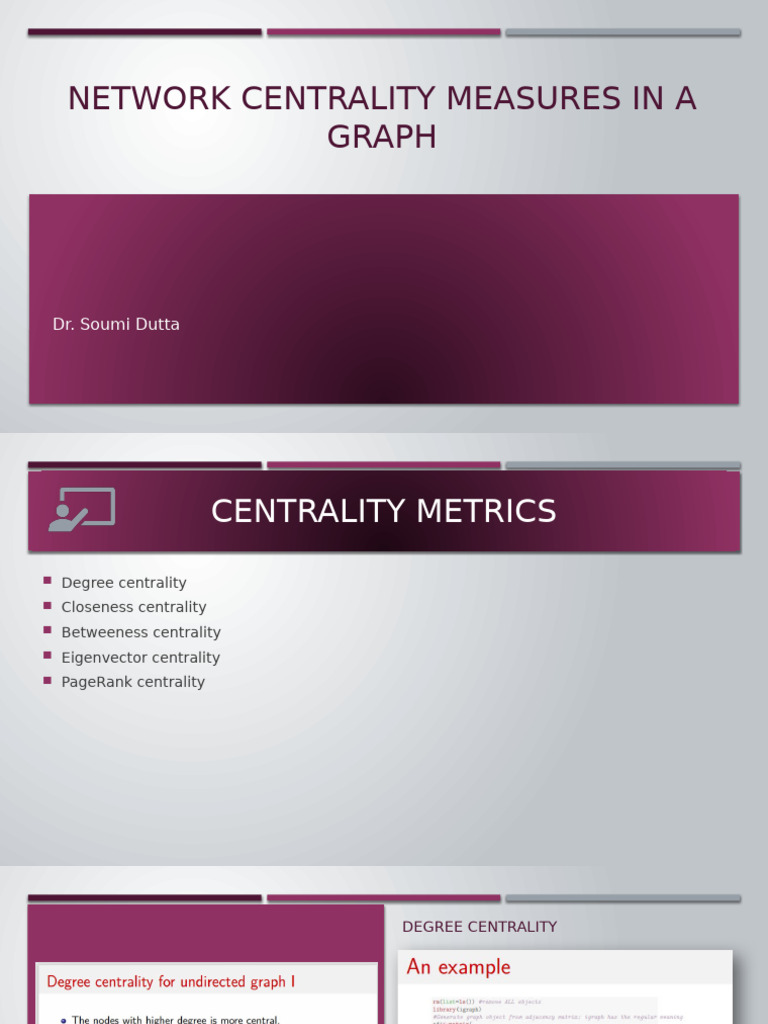 Network Centrality Measures in a Graph | PDF | Discrete Mathematics | Algorithms And Data Structures