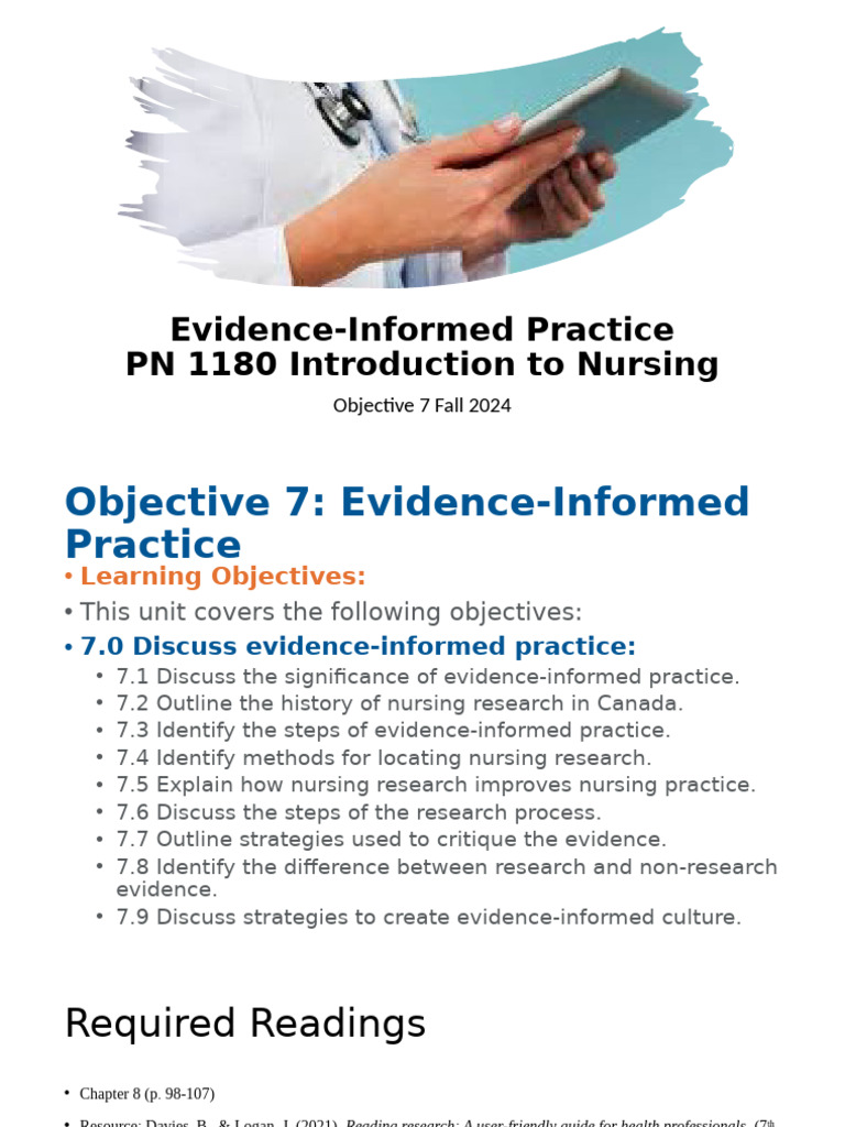 Objective 7 Evidence-Informed Practice OBJ 6 2023 | PDF | Quantitative ...