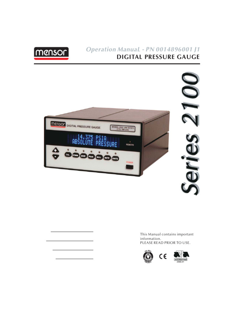 DPG2100 31281 | PDF | Pressure Measurement | Calibration