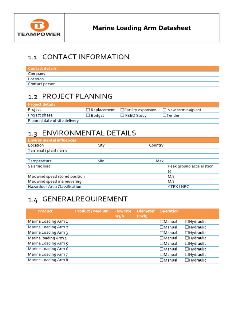 Ship Loading Arm Design Form | PDF