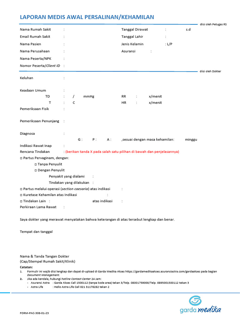 (FORM-PAC-308!01!23) LMA Form Persalinan | PDF