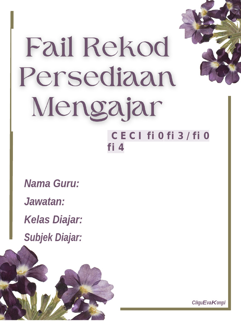 Fail Rekod Mengajar Tema Minimal Purple by CikguEvaKongsi 1 | PDF