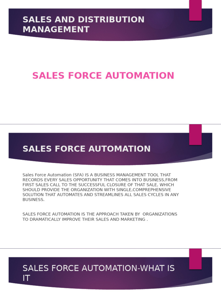 Sales Force Automation Overview | PDF | Customer Relationship ...