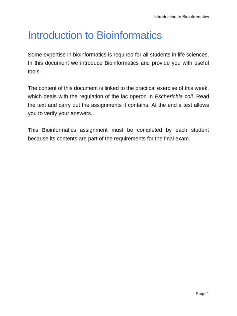 Bioinformatics Module Final Version-Word | PDF | Open Reading Frame | Genetic Code