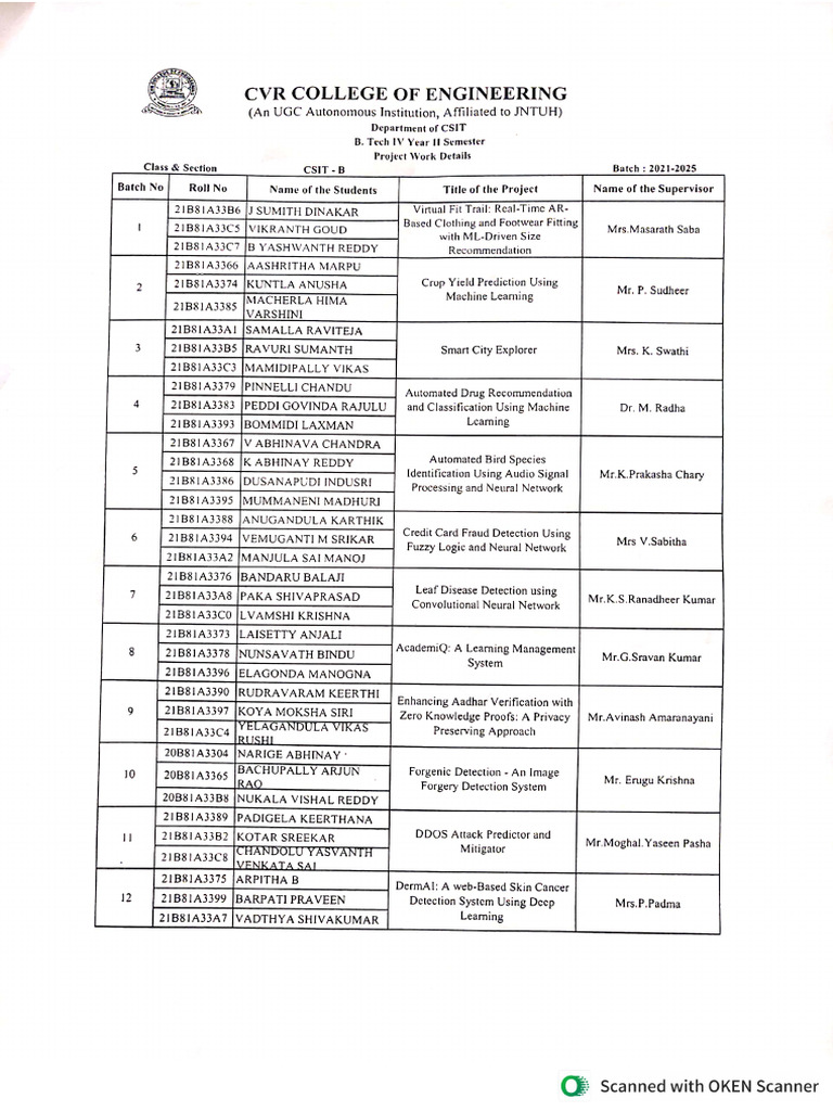 CSIT B Project Work Details | PDF