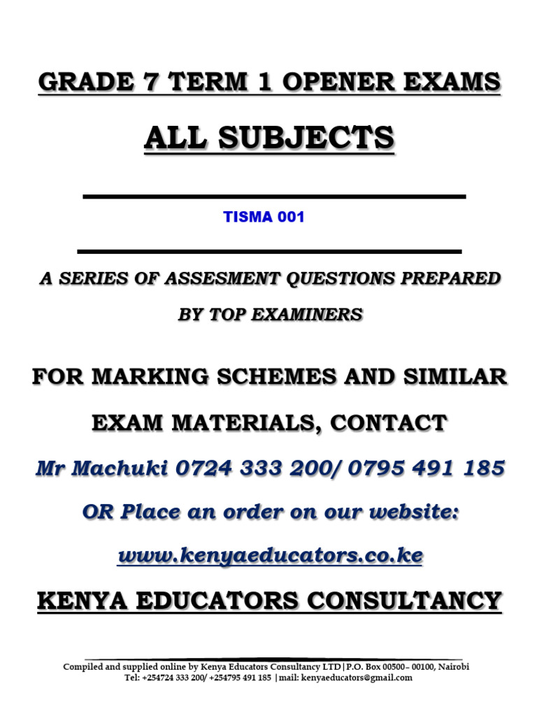 Grade 7 Term 1 Opener (Entry) Exams | PDF | Genesis Creation Narrative ...