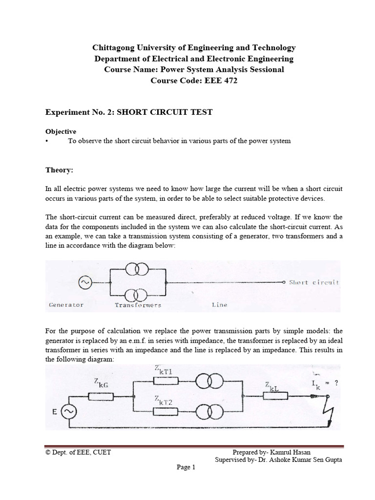 Power System Analysis - Exp2 | PDF | Electrical Impedance | Transformer