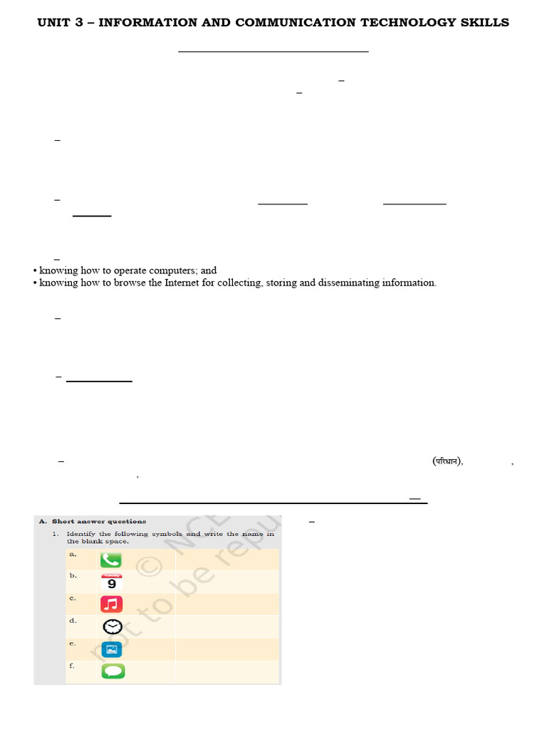 UNIT 3 – ICT SKILLS-1 | PDF | Input/Output | Computer Data Storage