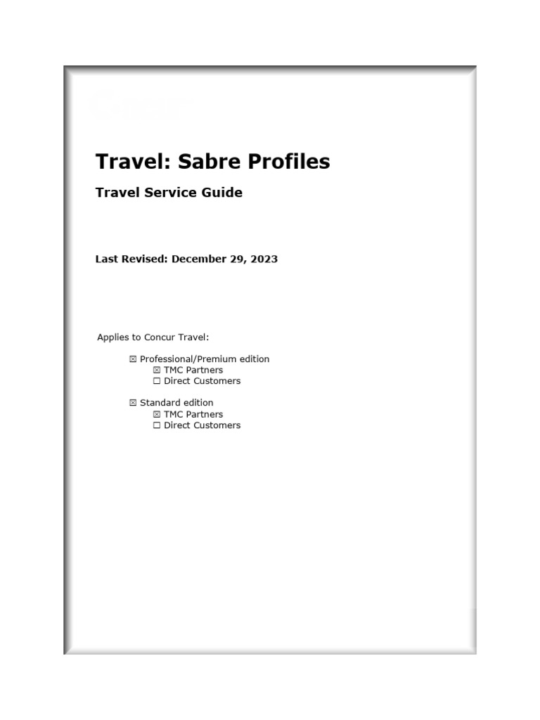SabreProfiles_TSG | PDF | Computing