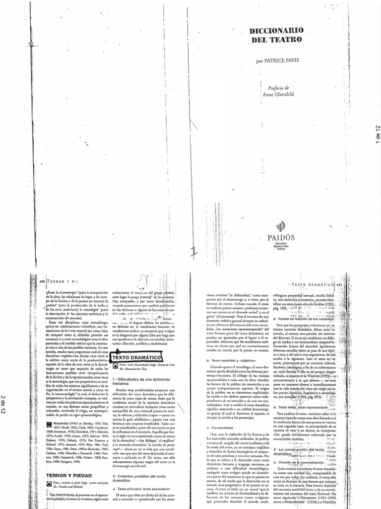 Pavis - Diccionario Del Teatro (SELECCIÓN Unidad 1) | PDF