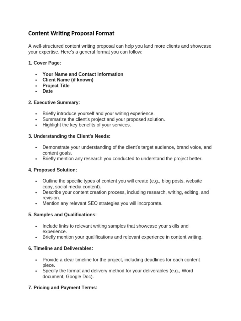Content Writing Proposal Format | PDF | Human Communication