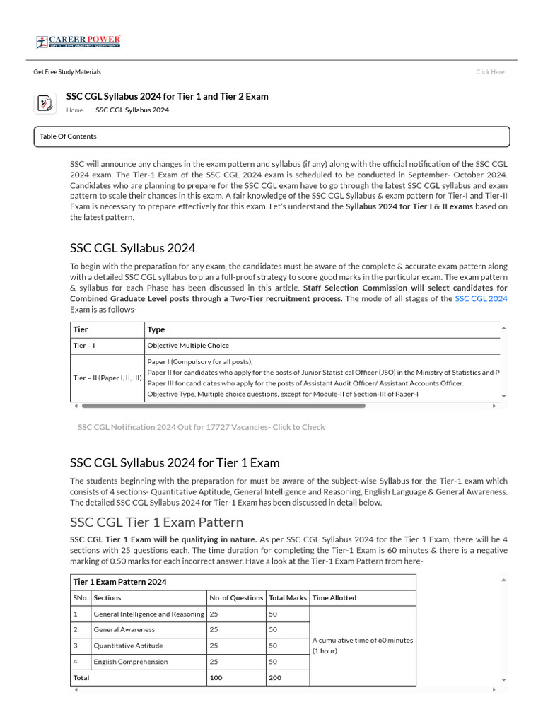 SSC CGL Syllabus 2024 for Tier 1 and Tier 2 Exam | PDF | Triangle | Circle