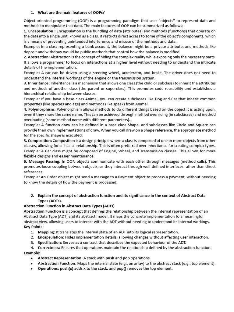Key OOP Features & Java Concepts | PDF | Method (Computer Programming ...