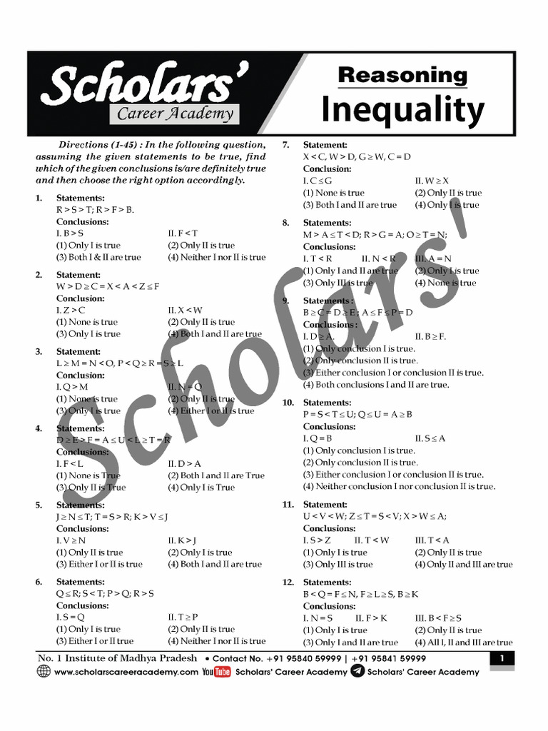 Reasoning Inequality | PDF