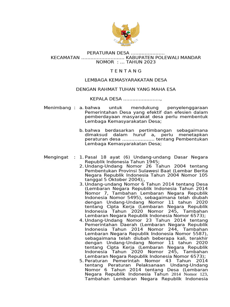 Contoh Perdes LKD | PDF