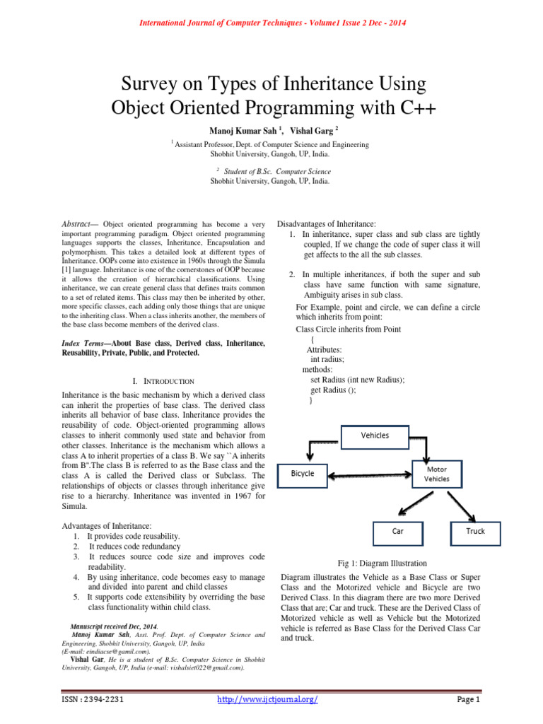 IJCT V1I2P1 Author Manoj Kumar Sah Vish | PDF | Inheritance (Object ...