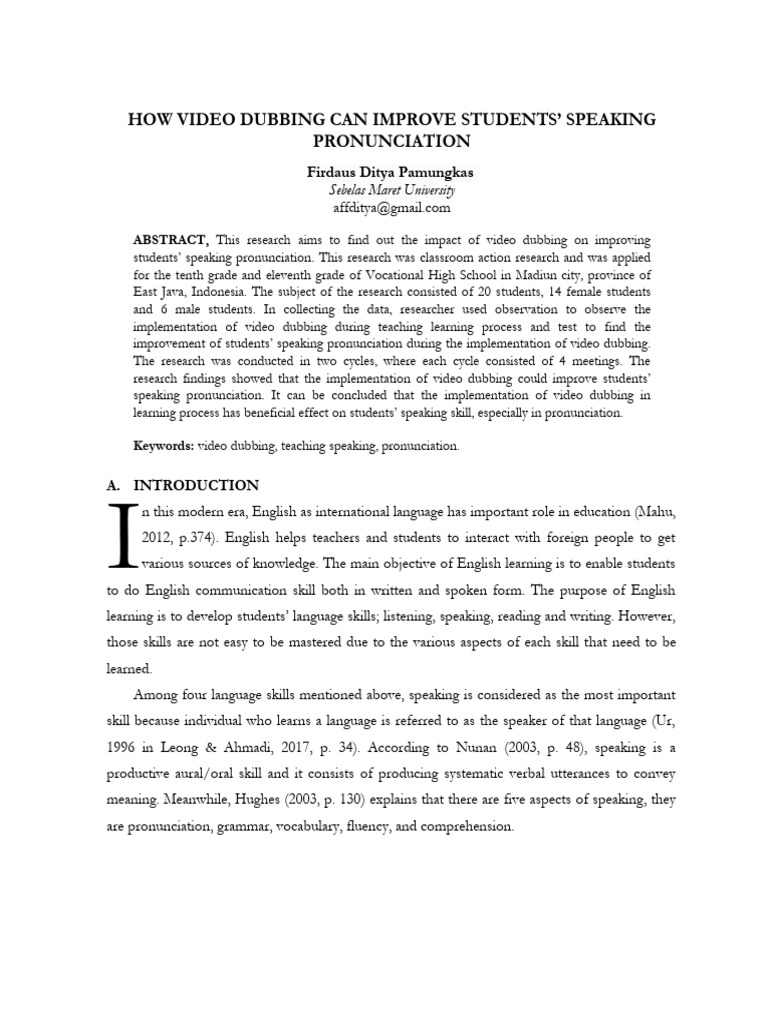 How Video Dubbing Can Improve Students Speaking P | PDF | Stress ...