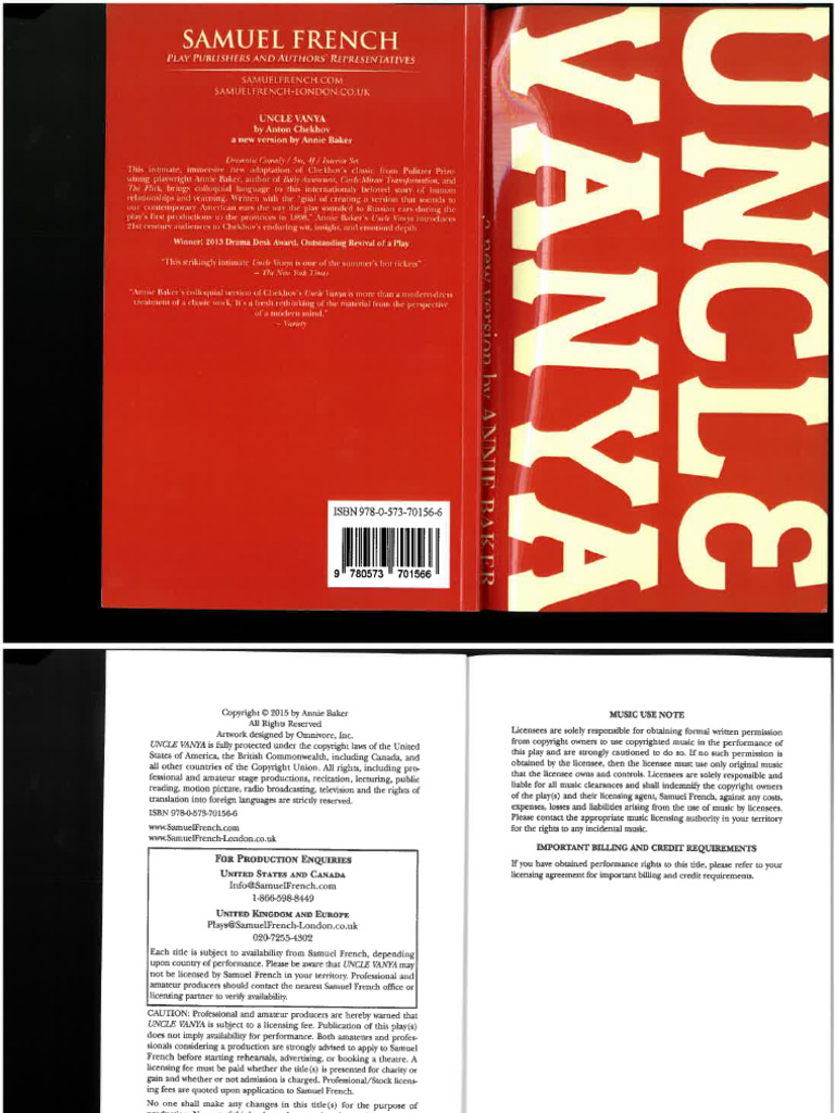 Uncle Vanya by Anton Chekhov- New Version by Annie Baker | PDF