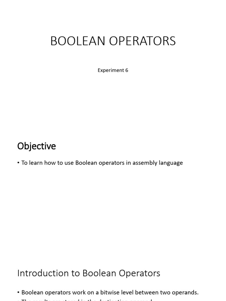 Assembly Language Boolean Guide | PDF