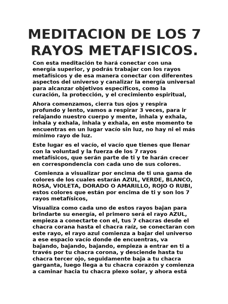 Meditacion de Los 7 Rayos | PDF | Meditación
