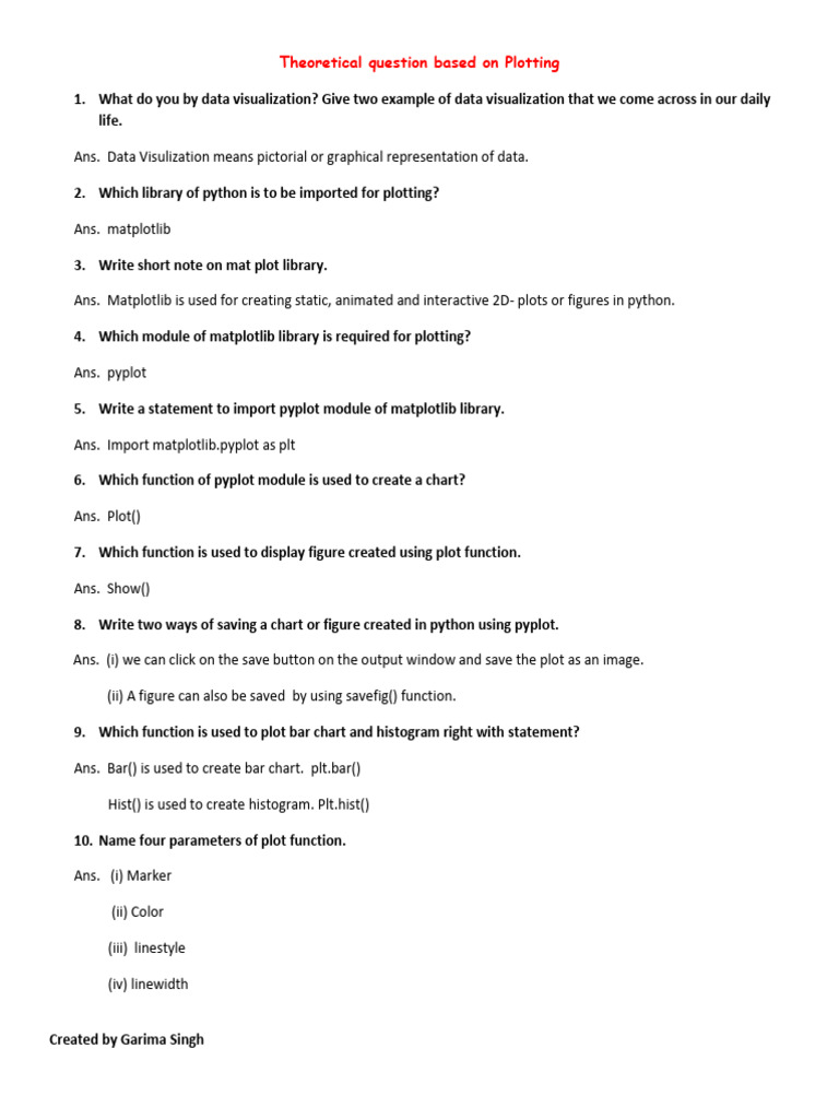 Theoretical question based on Plotting | PDF