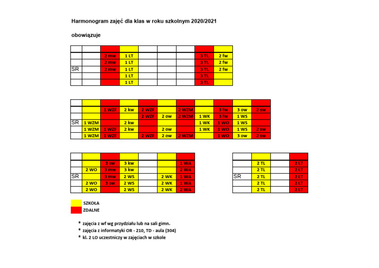 Harmonogram Zajęć - Sale Lekcyjne - 17.05.2021 | PDF