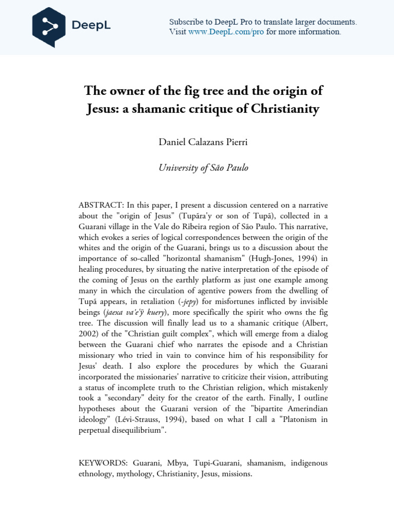 The Owner of The Fig Tree and The Origin of Jesus A Shamanic Critique ...