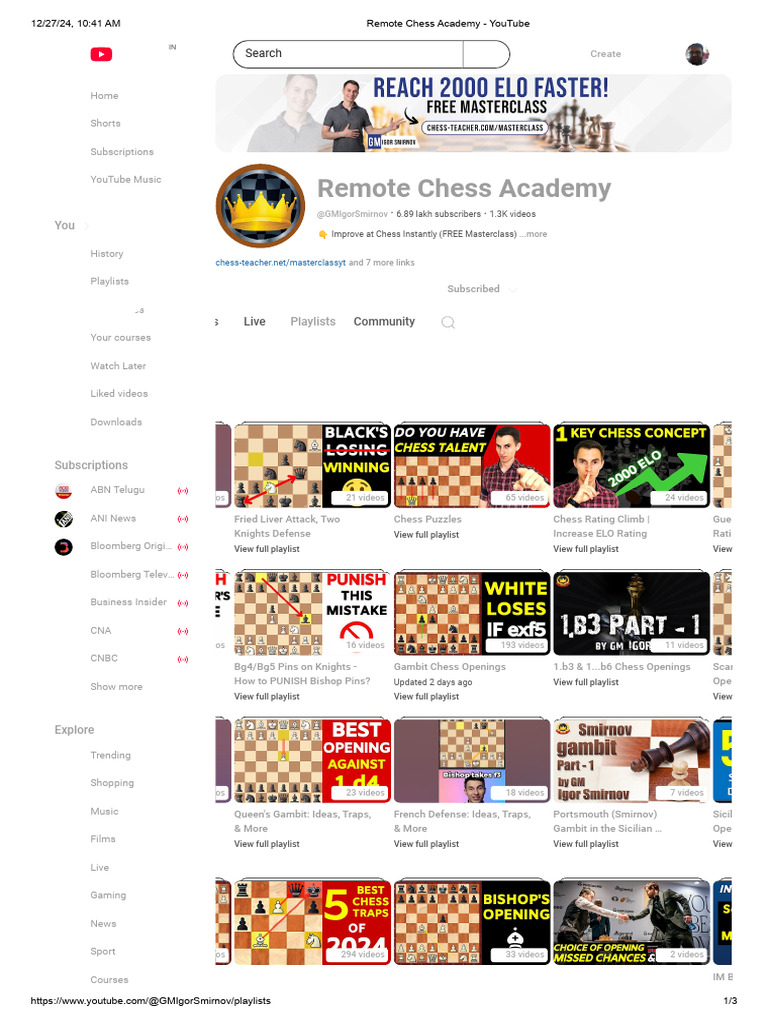 Free Masterclass at Remote Chess Academy | PDF | Chess | Abstract ...