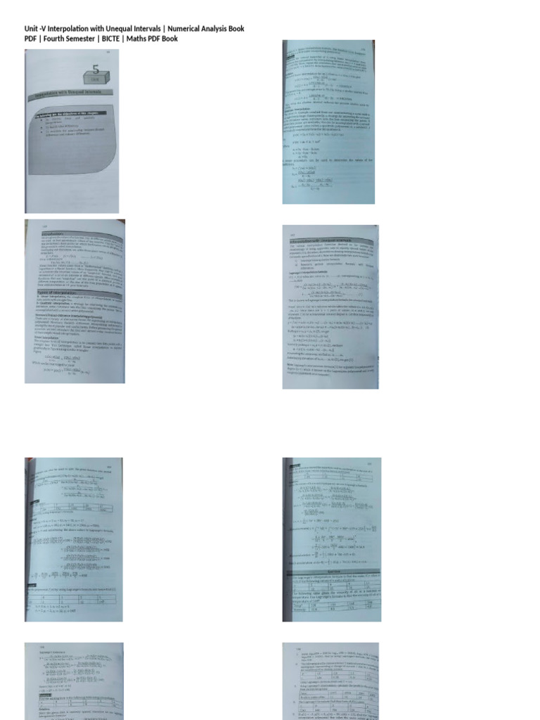 Unit - V Interpolation With Unequal Intervals | PDF