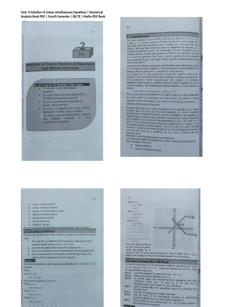 Unit -II Solution of Linear simultaneous Equations | PDF