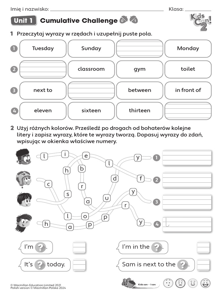 Kids Can 2 - Cumulative Challenge - Unit 1 | PDF